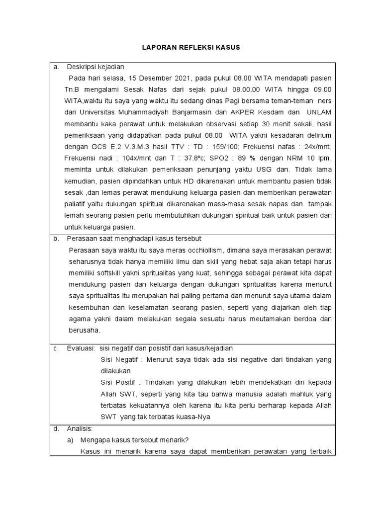 Laporan Refleksi Kasus | PDF