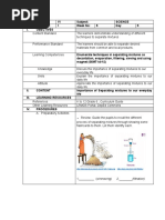 Daily Lesson Plan in Separating Mixtures | PDF | Filtration | Chemical ...