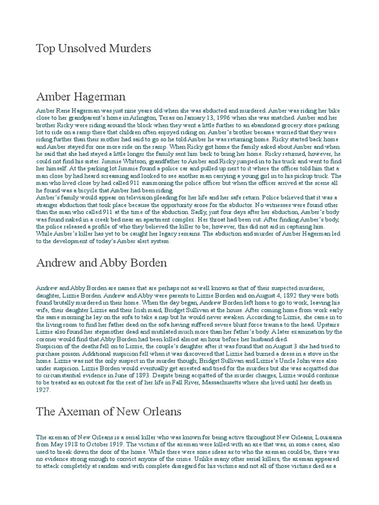 Top Unsolved Murders | PDF | Jack The Ripper | Murder