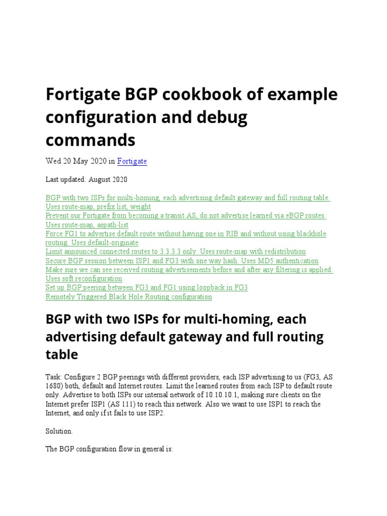 Fortigate BGP Configuration Guide | PDF | Router (Computing) | Regular Expression