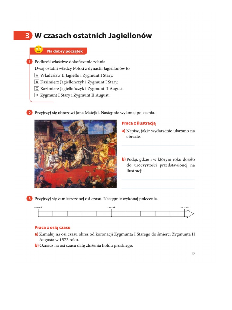 Wczoraj I Dziś, Klasa 6, Semestr 1, W Czasach Ostatnich Jagiellonów | PDF