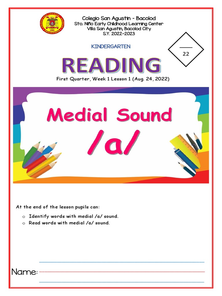 Lesson 1 Medial Short A Sound | PDF | Linguistics