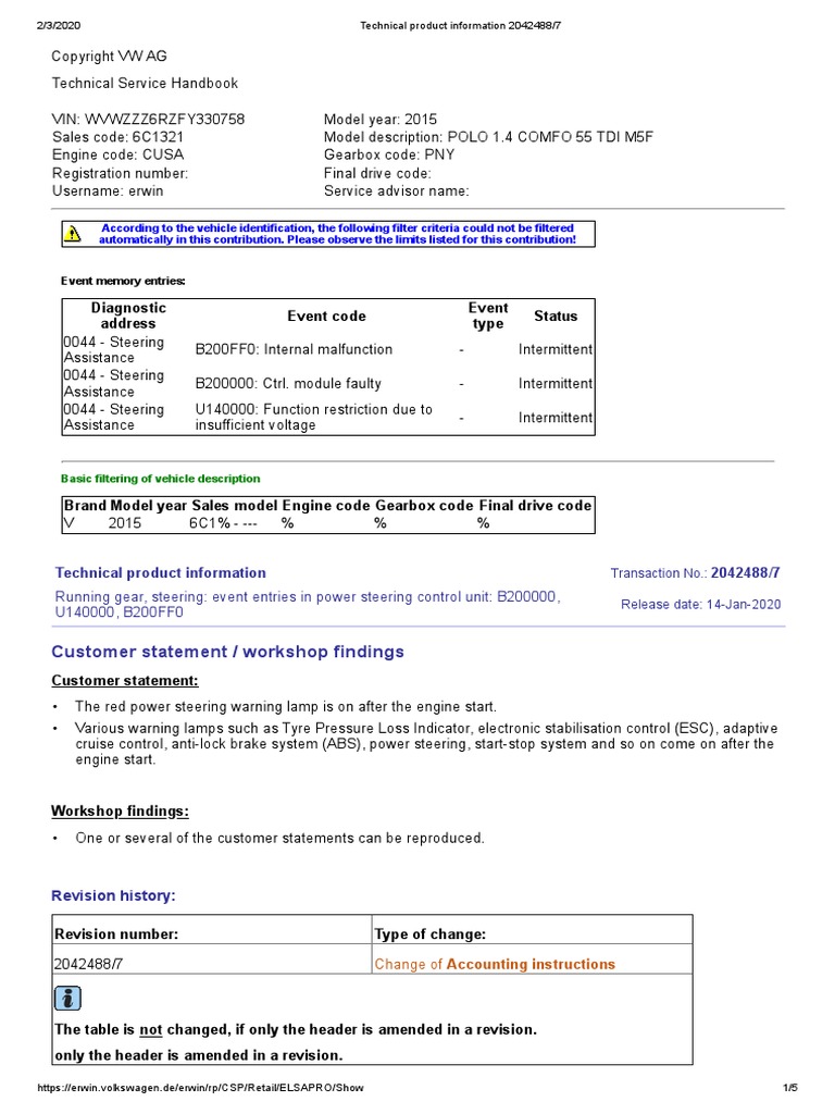 Electronic Service Information System (ERWIN - ERWIN) Polo 6 | PDF ...