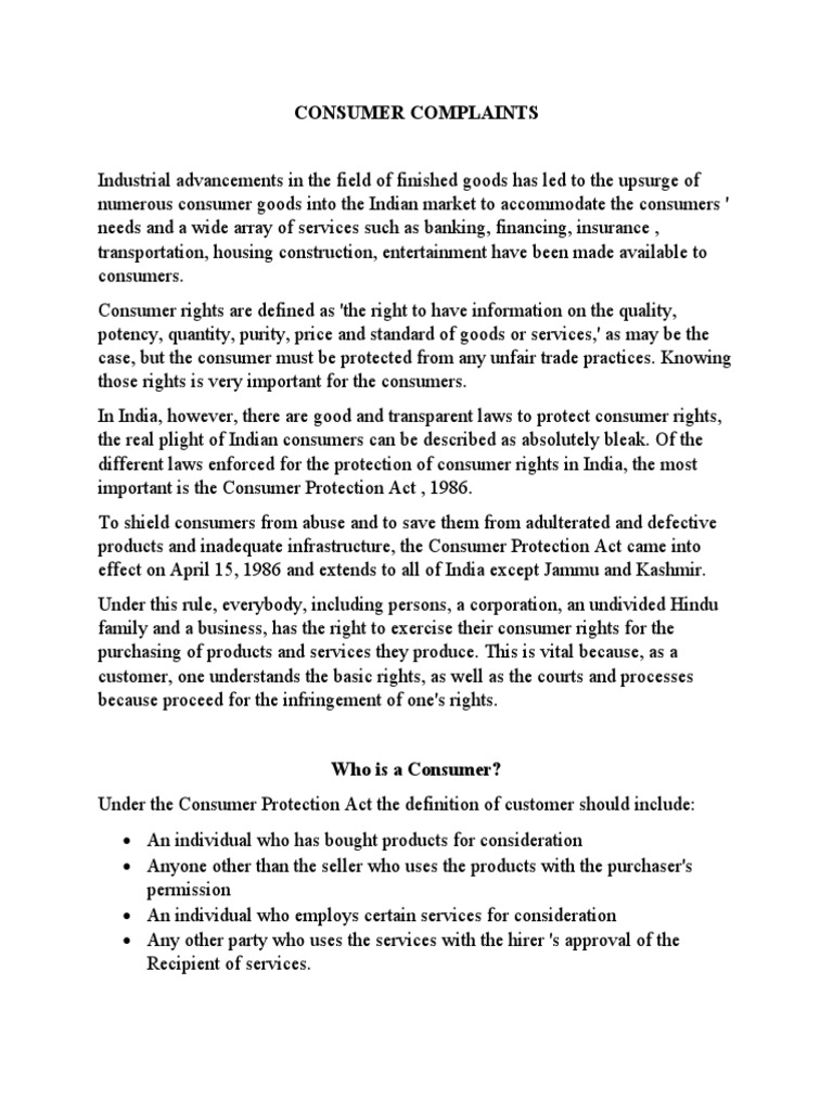 Consumer Complaints | PDF | Consumer Protection | Complaint