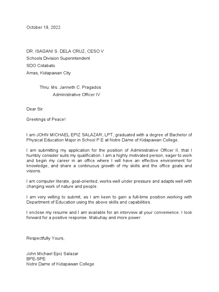 Application Letter | PDF