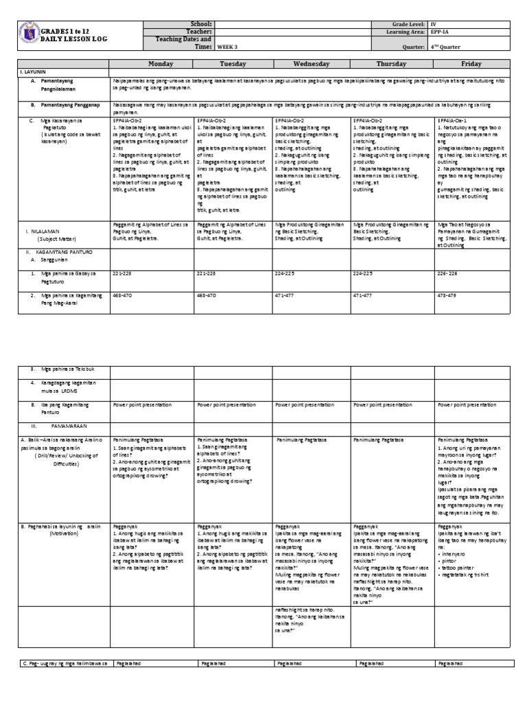 Grade 4 DLL EPP 4 Q4 Week 3 | PDF