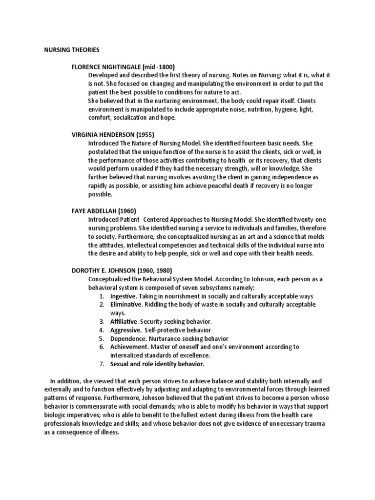 NURSING THEORIES Chapter2 | PDF | Morality | Nursing