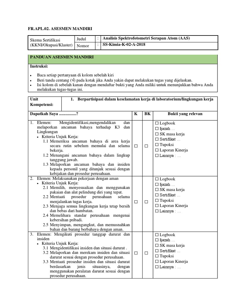 FR - Apl.02. Asesmen Mandiri | PDF