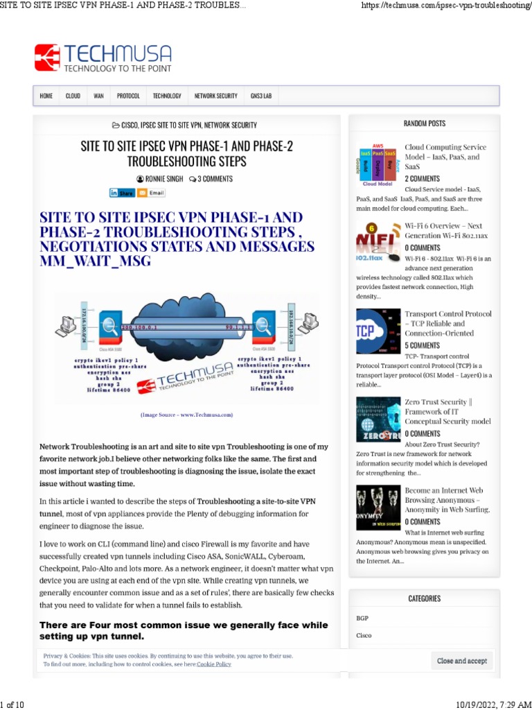 Site To Site Ipsec VPN Phase-1 and Phase-2 Troubleshooting Steps | PDF
