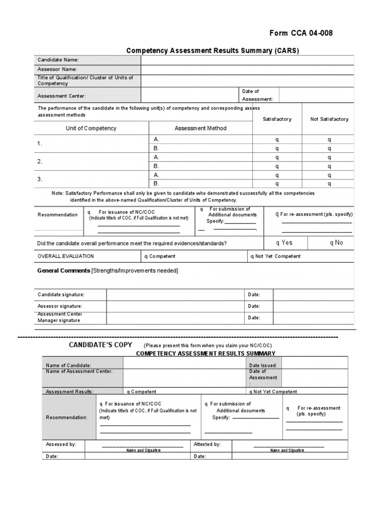 Competency Assessment Results Summary | PDF