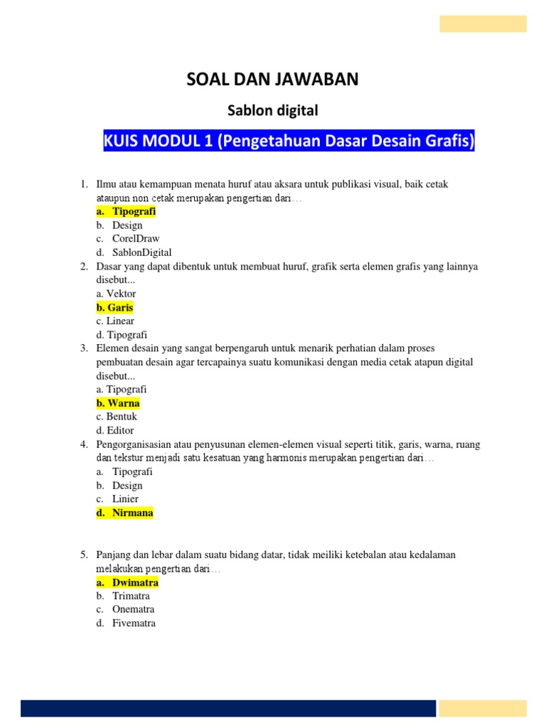 Kuis Sablon Digital dan Desain Grafis | PDF