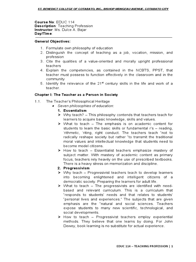 Module in Educ 114 | PDF | Teachers | Learning