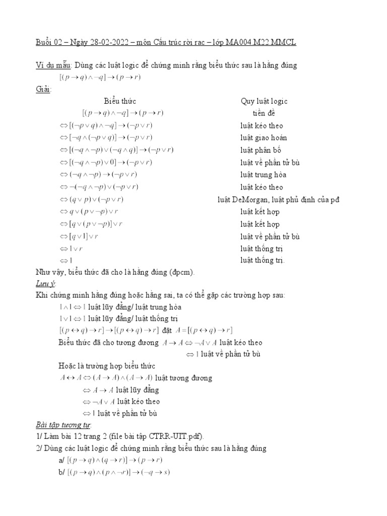 Buoi 02 - Mon Cau Truc Roi Rac | PDF