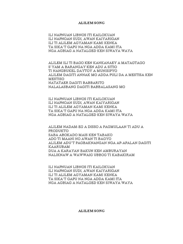 Alilem Song | PDF