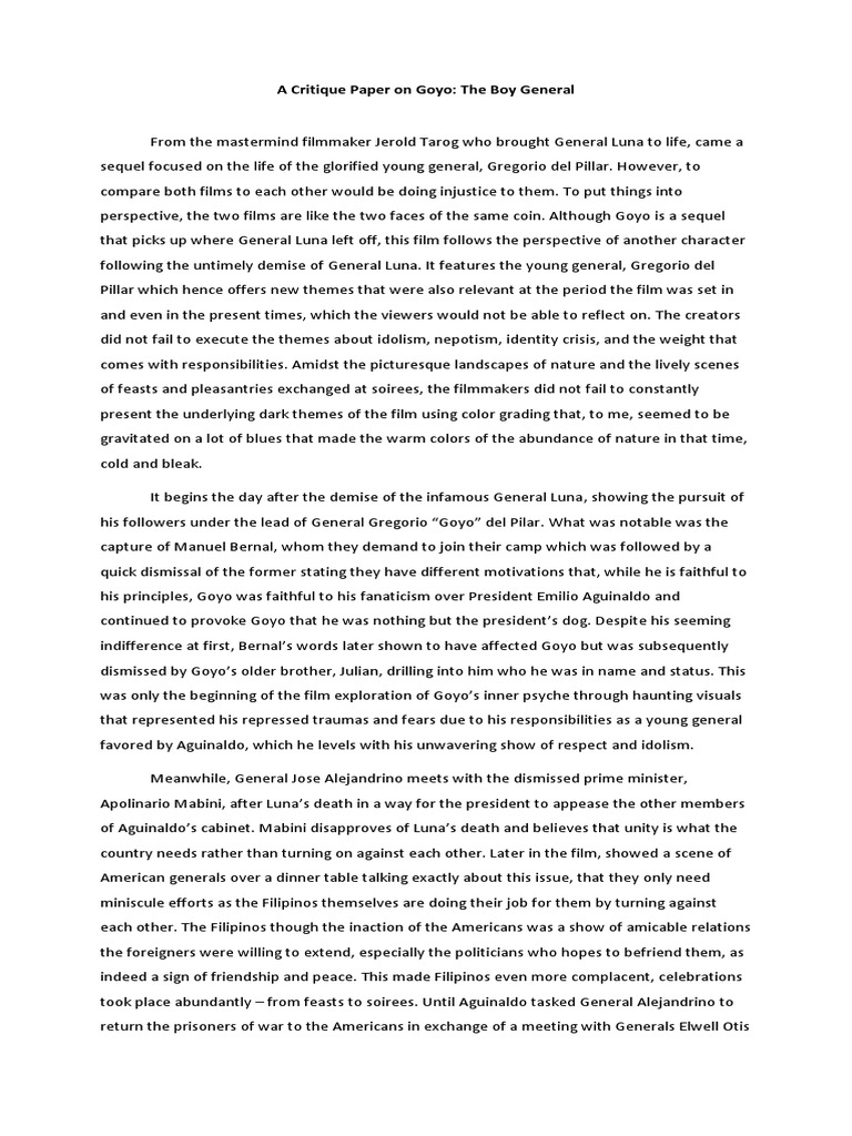 A Critical Analysis of Goyo: The Boy General and its Exploration of ...