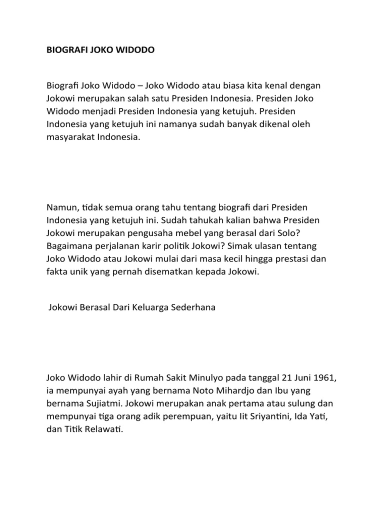 Biografi Joko Widodo | PDF