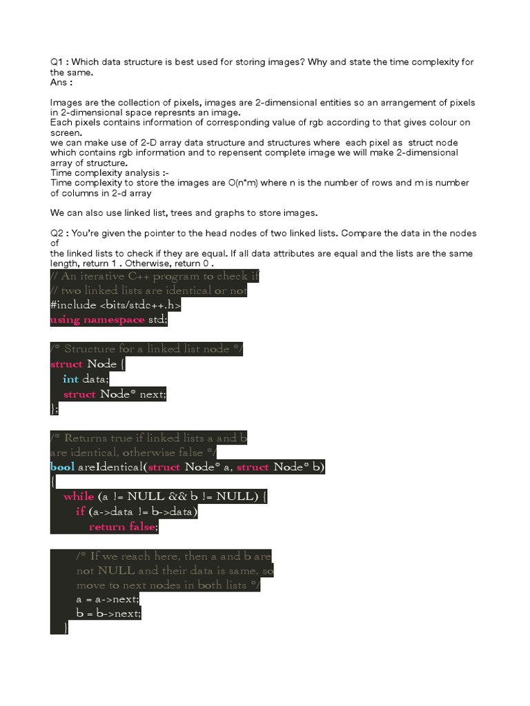 Comparing Linked Lists For Equality Pdf Pointer Computer Programming Computer Programming 1850