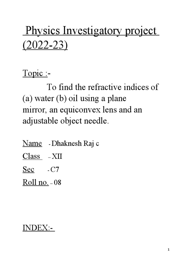 Index | PDF | Refractive Index | Refraction
