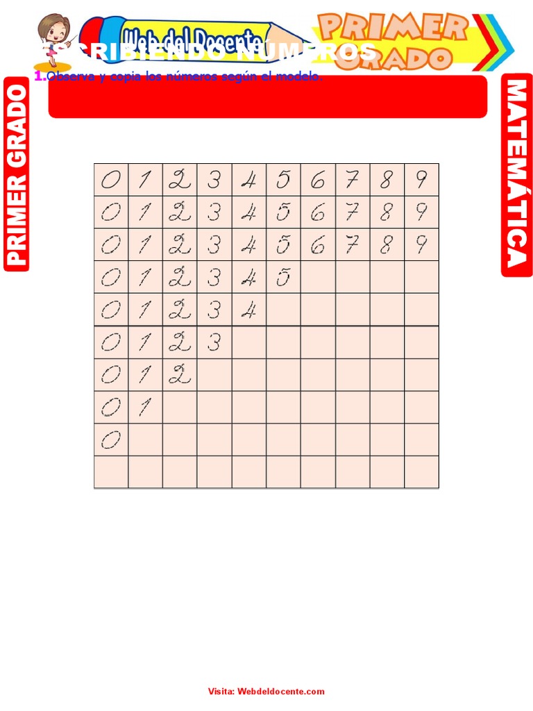 Números Del 1 Al 9 para Primer Grado de Primaria | PDF