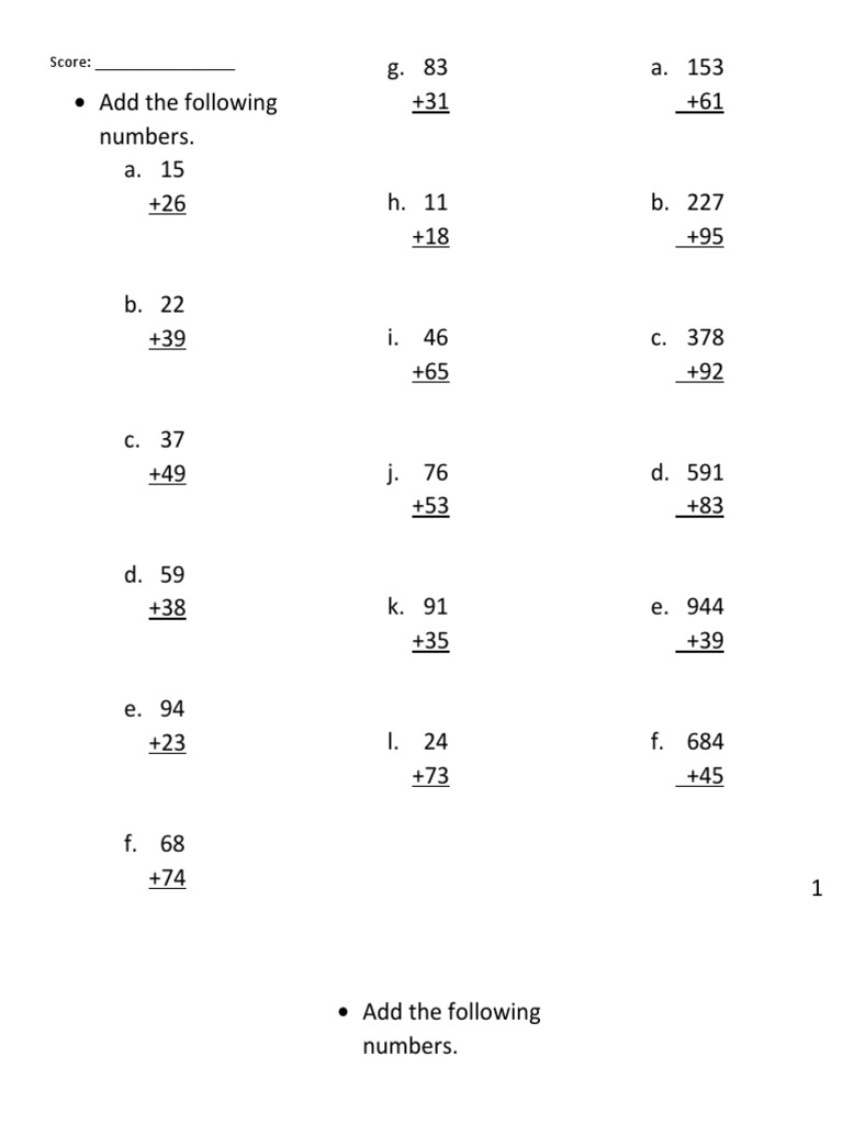 Math Drills Addition1 | PDF
