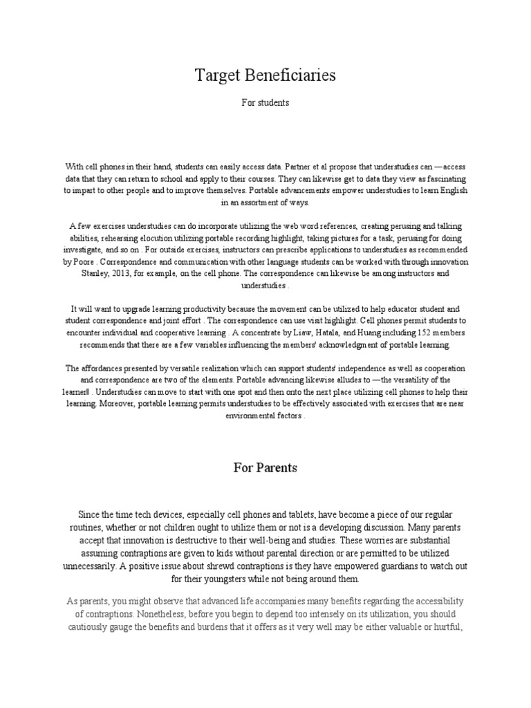 Target Beneficiaries | PDF | Mobile Phones | Learning