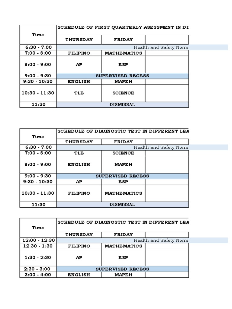 Quarterly Assessment Schedule | PDF | Evaluation | Educational ...