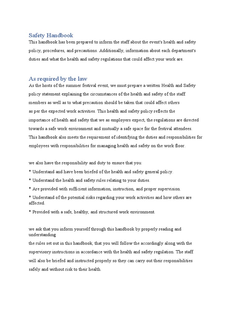 Safety Handbook | PDF | Occupational Safety And Health | Safety