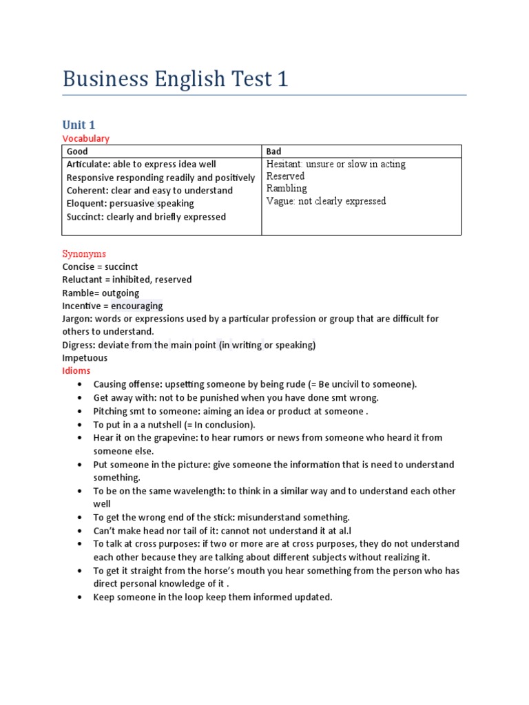 Business English Test 1. | PDF | Risk
