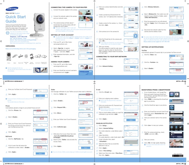 Samsung Webcam Smartcam Wifi Home Security Camera Prospecto | PDF | You ...