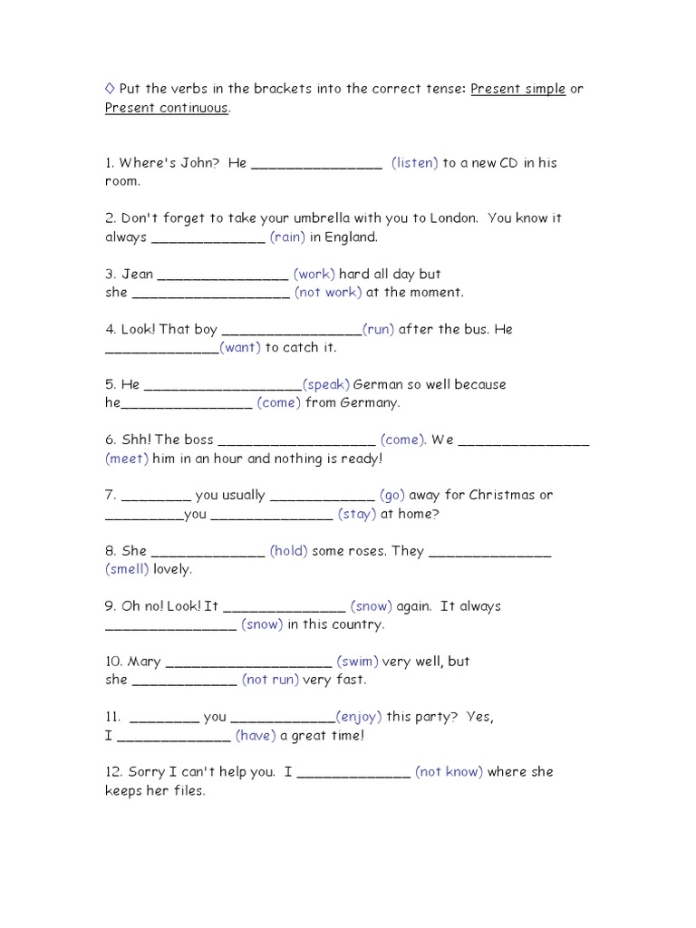 Present Simple Vs Present Continuous | PDF