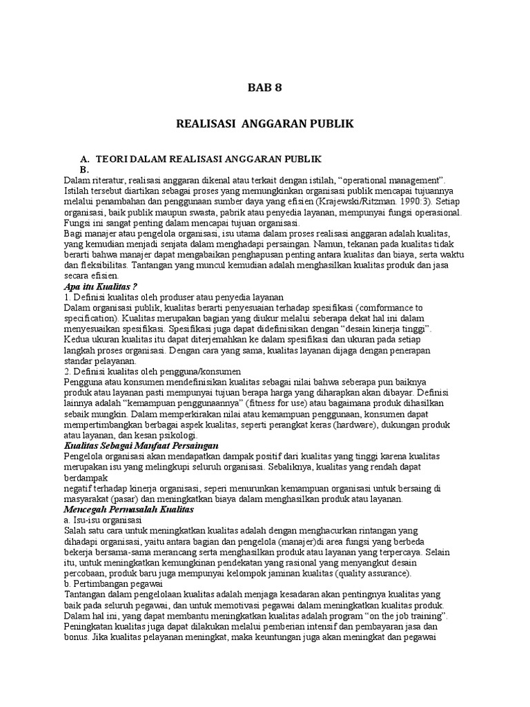 Realisasi Anggaran dan Kualitas Organisasi | PDF