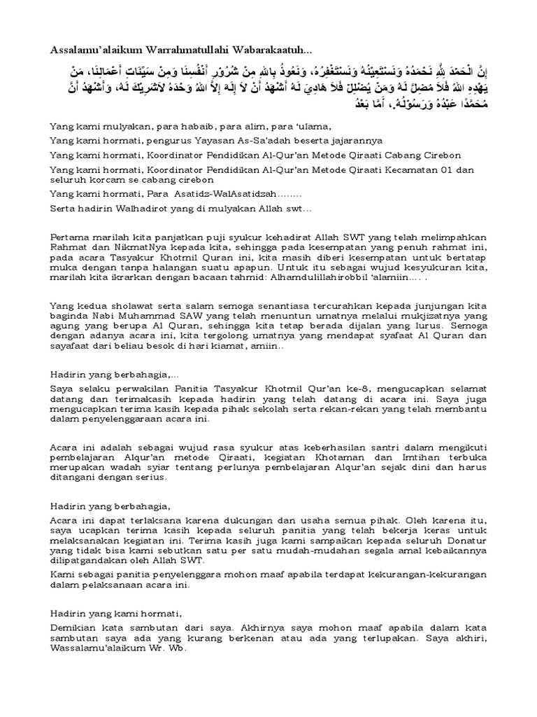 Sambutan Qiraati | PDF
