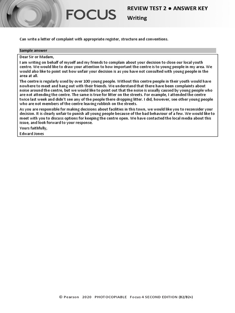 Focus4 2E Review Test 2 Units1 4 Writing ANSWERS | PDF | Vocabulary ...
