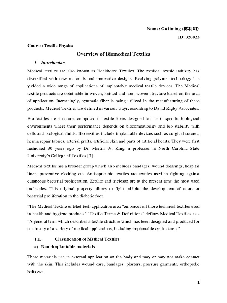 Biomedical Textile | PDF | Surgical Suture | Materials