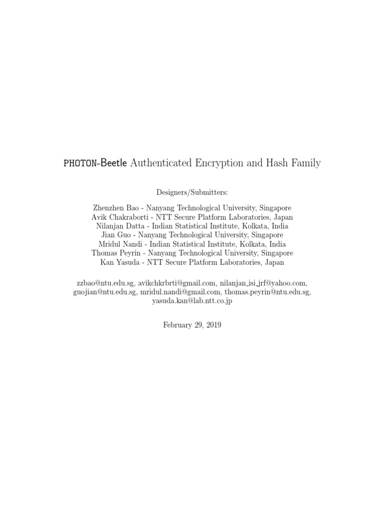 Photon Beetle Spec Round2 | PDF | Computer Science | Cryptography