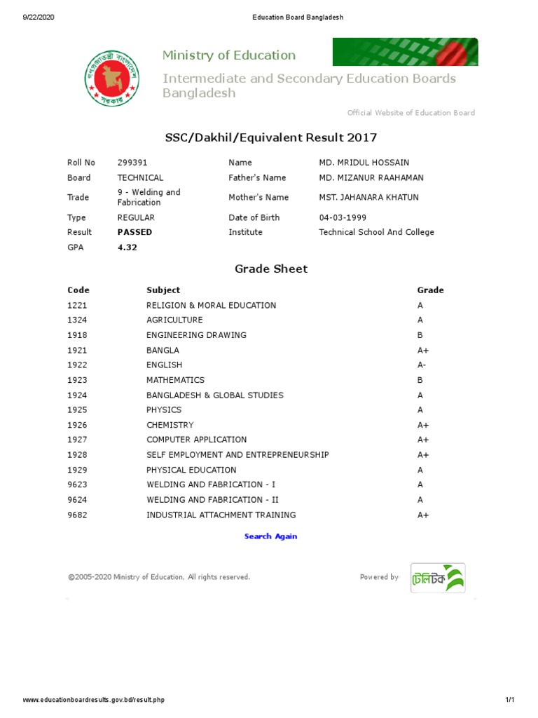 SSC Mark Sheet Online | PDF | Educational Stages