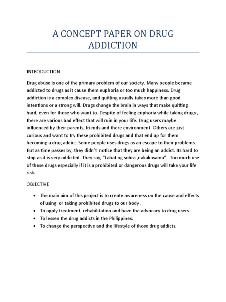 Concept Paper on Drug Addiction Awareness | PDF | Substance Abuse ...