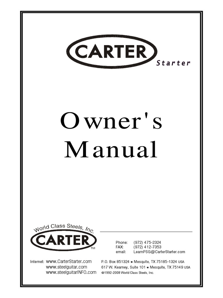 Carter Starter OWNERSMANUAL | PDF | Guitars | String Instruments