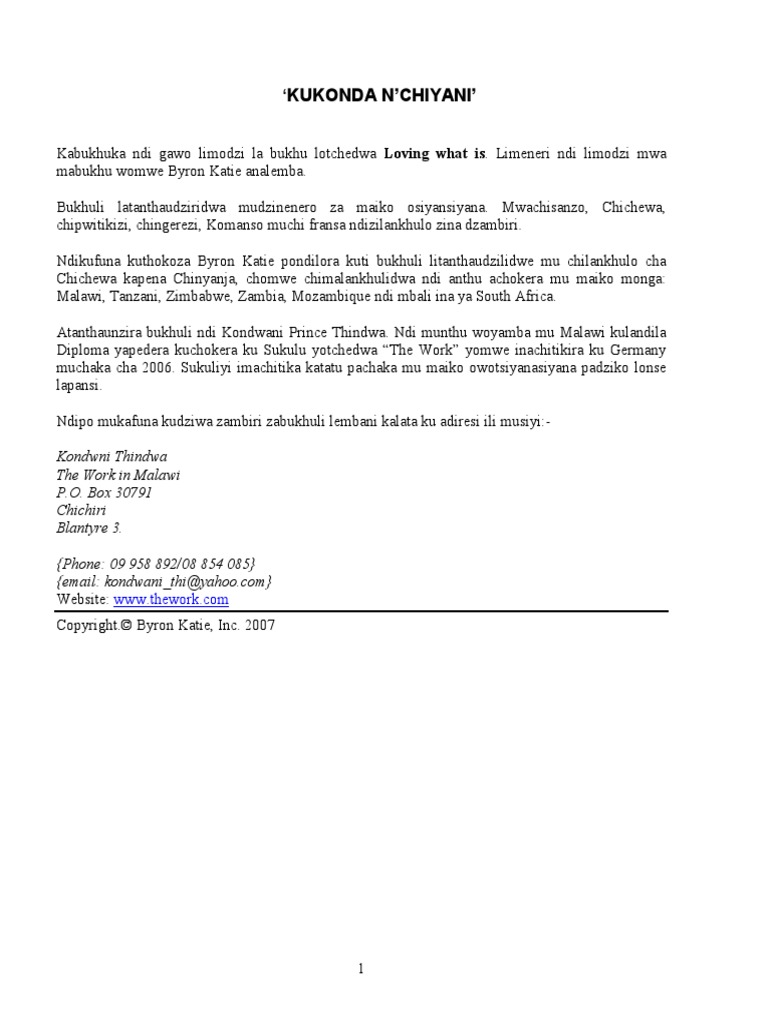 Chichewa LB | PDF | Tone (Linguistics) | Linguistics