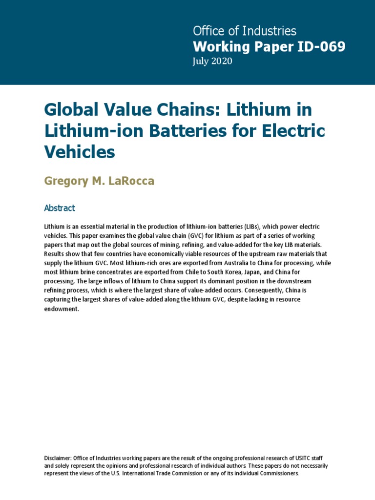 Lithium's Role in EV Battery Value Chains | PDF | Lithium | Lithium Ion ...