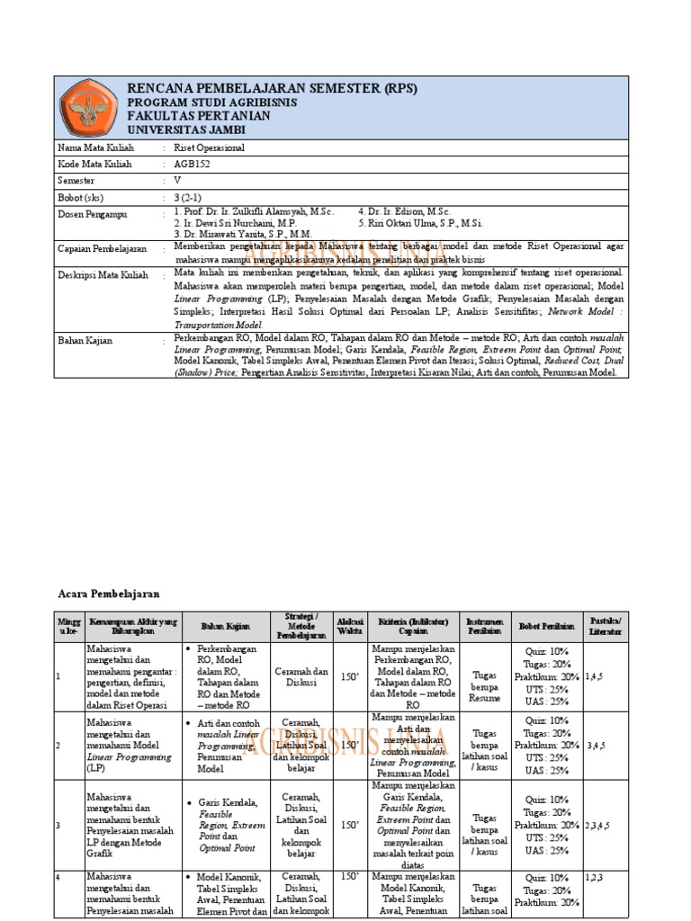 RPS Riset Operasional | PDF