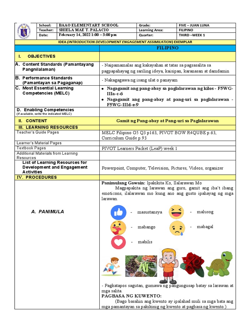 DEMO Week 1 Filipino 5 | PDF