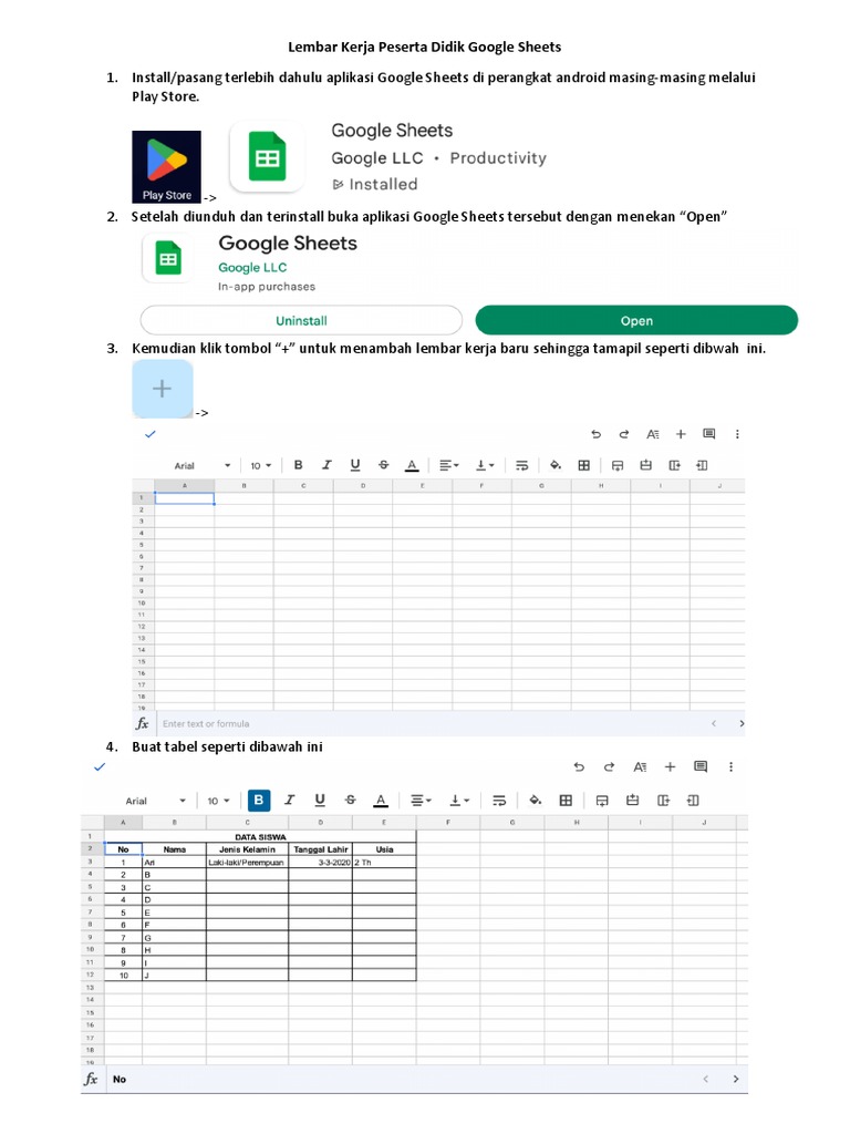 Panduan Google Sheets Siswa | PDF