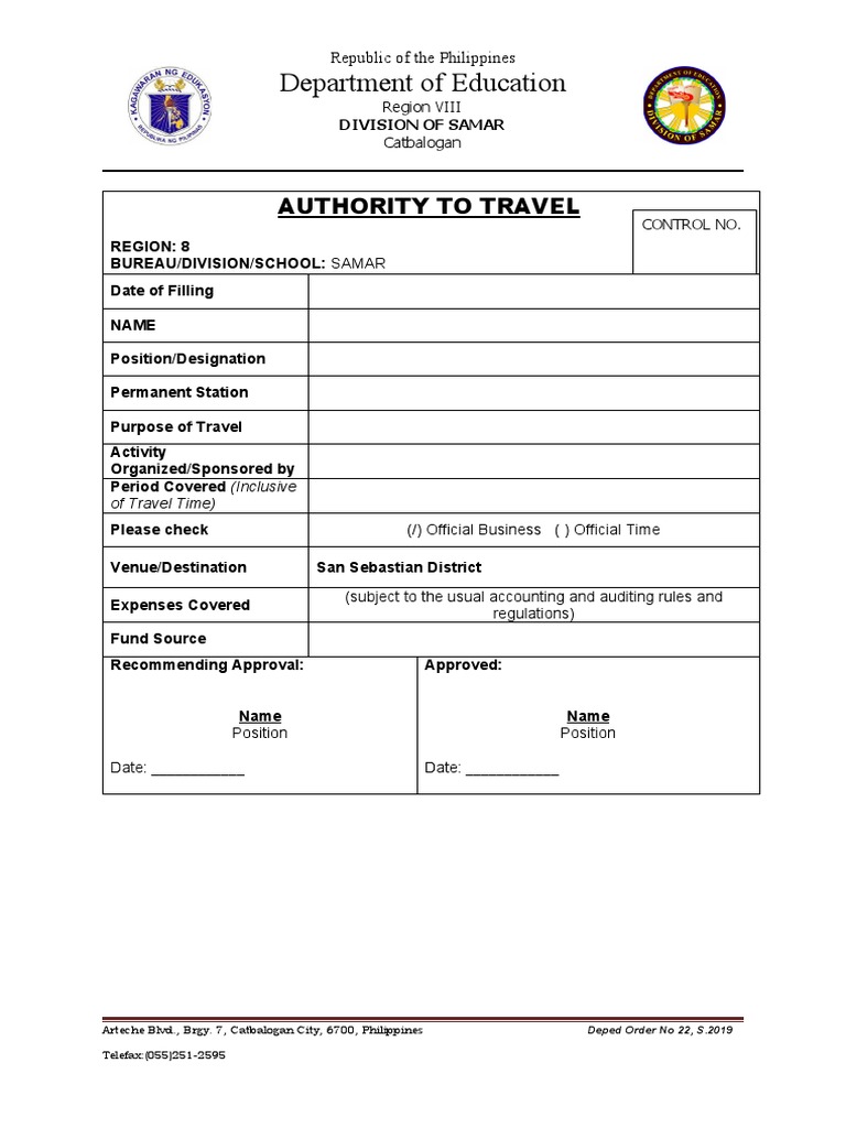 Travel Authorization Form | PDF