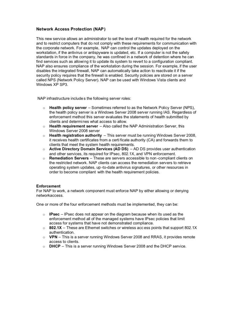 Server 2008 NAP Network Access Protection | PDF | Internet Standards ...