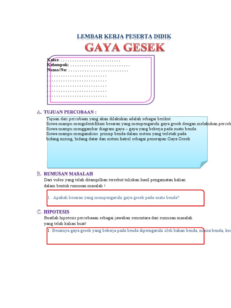 LKPD Gaya Gesek | PDF