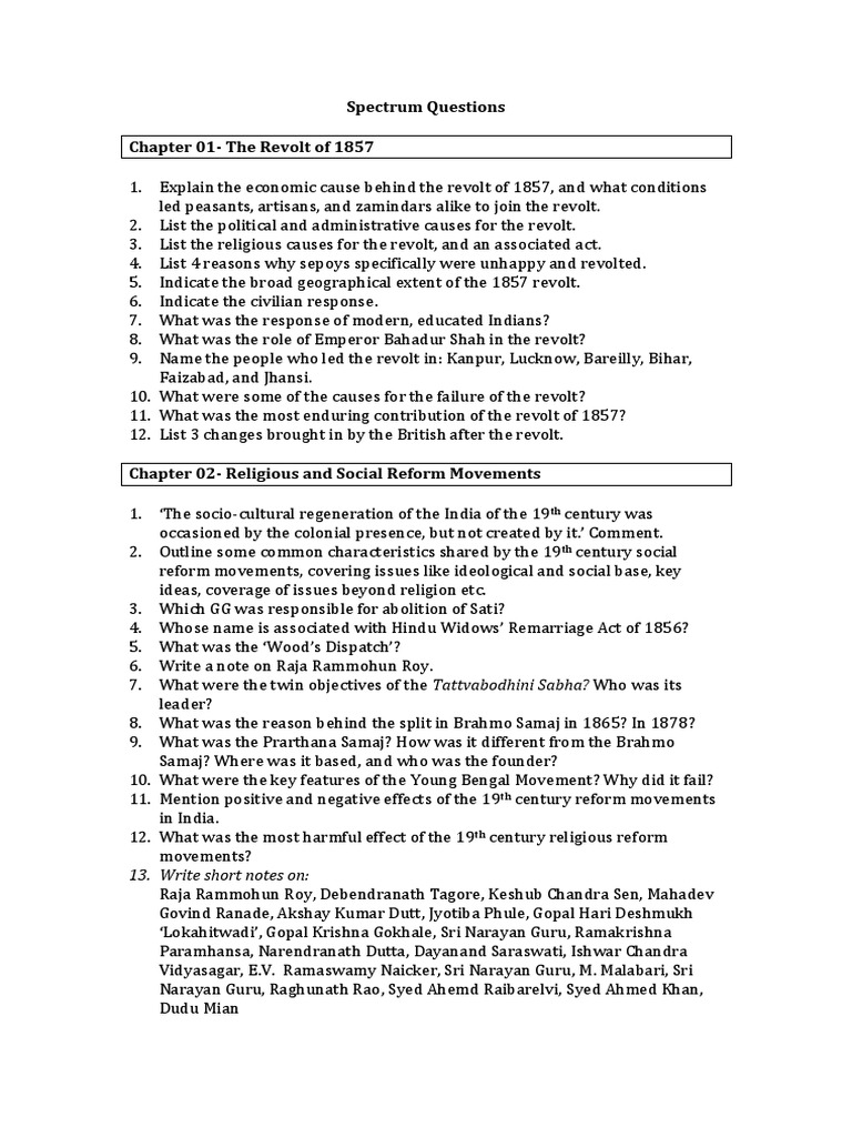 Spectrum Questions | PDF | Partition Of India | Mahatma Gandhi