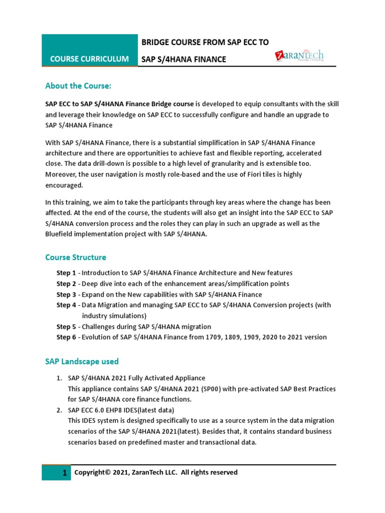 Bridge Course From SAP ECC To S4HANA Finance | Download Free PDF ...