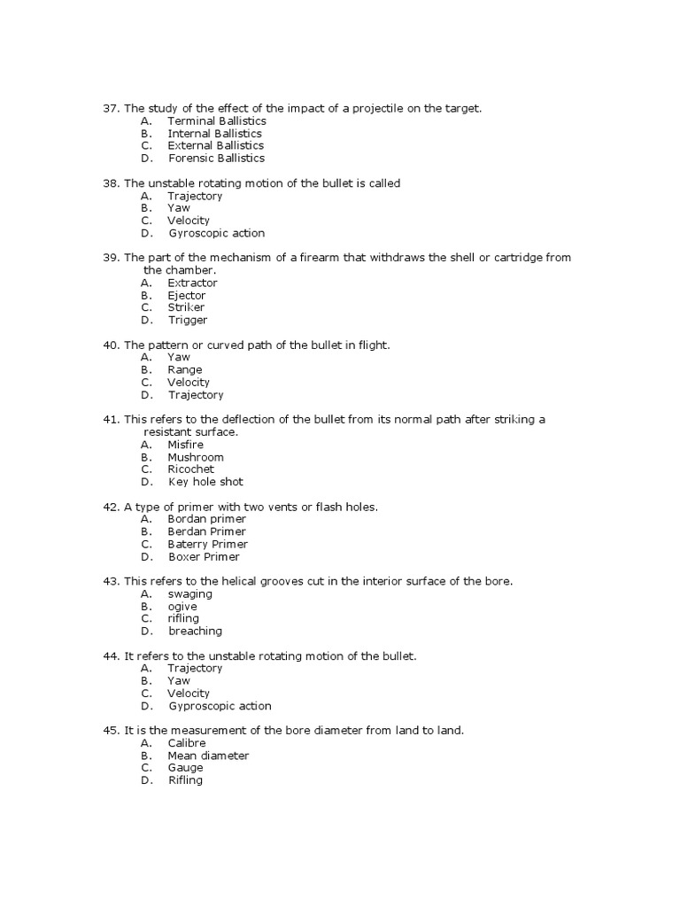 Criminalistics Reviewer 2 | PDF | Bullet | Forensic Science