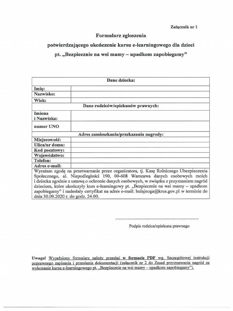 Formularz Zgloszenia Elearning 2020 | PDF